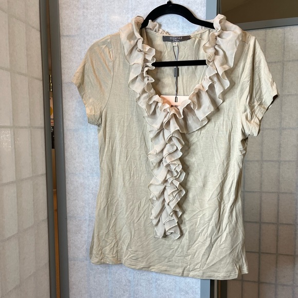 Essentials by Milano | Tops | Nwt Essentials By Milano Tee In Desert Sand With Ruffle Details ...